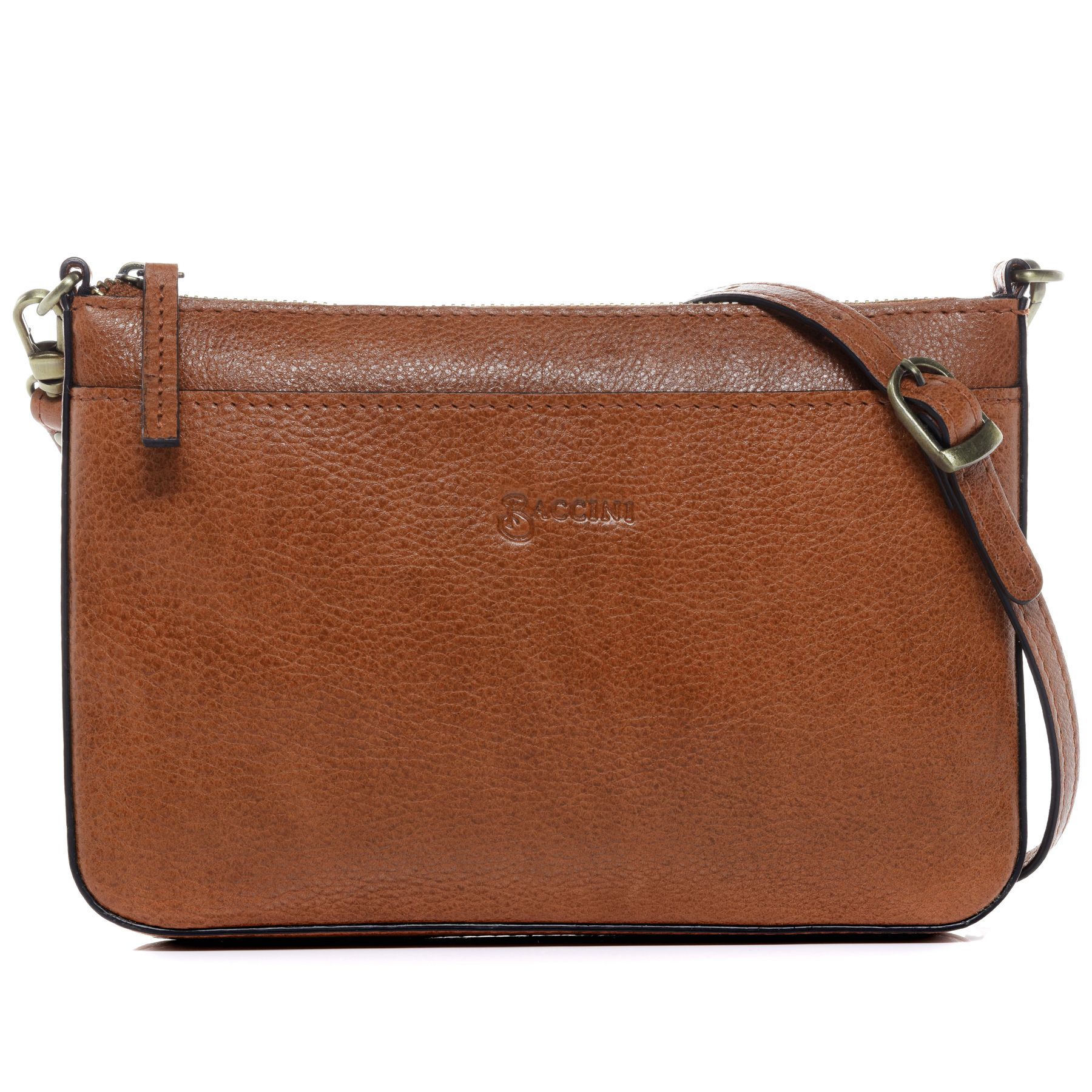 Pochette BACCINI en cuir marron LORENA, sac de soirée à bandoulière