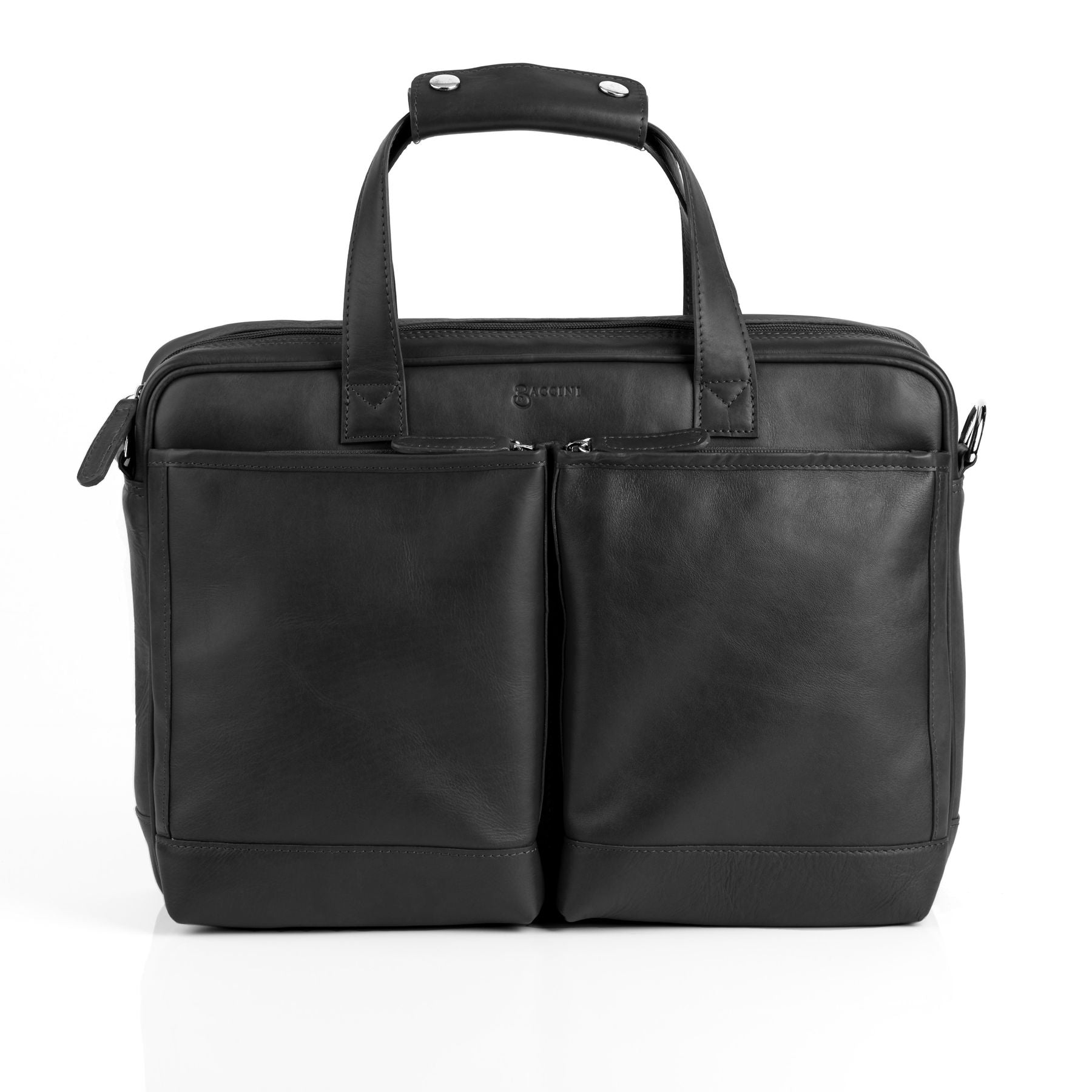 BACCINI laptop bag leather MARCO black business bag